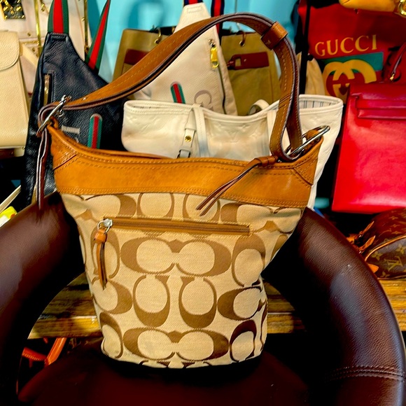 Bags | Coach Monogram Bucket Shoulder | Poshmark